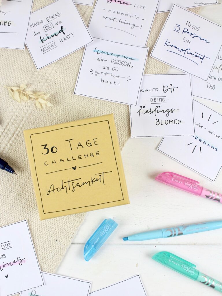 DIY 30 Tage Challenge Box: Achtsamkeit - Love Decorations